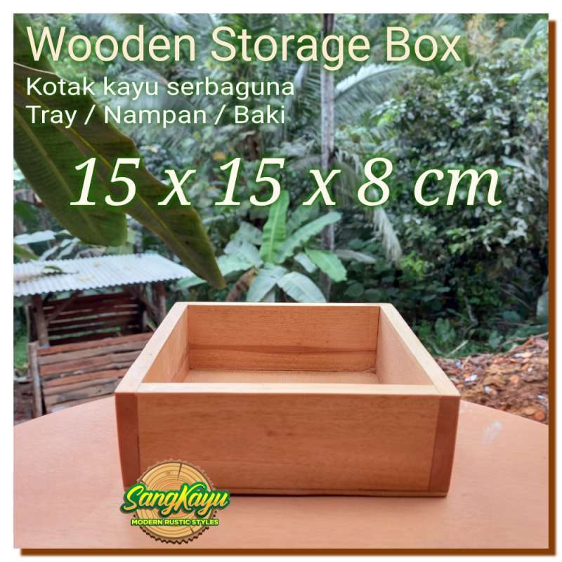 Jual Wooden storage box 15x15x8 Cm Kotak kayu kotak nampan penyimpanan ...