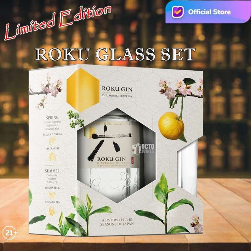 Jual ORIGINAL ASLI Roku Glass Set Japanese Craft Gin Japan Suntory ...