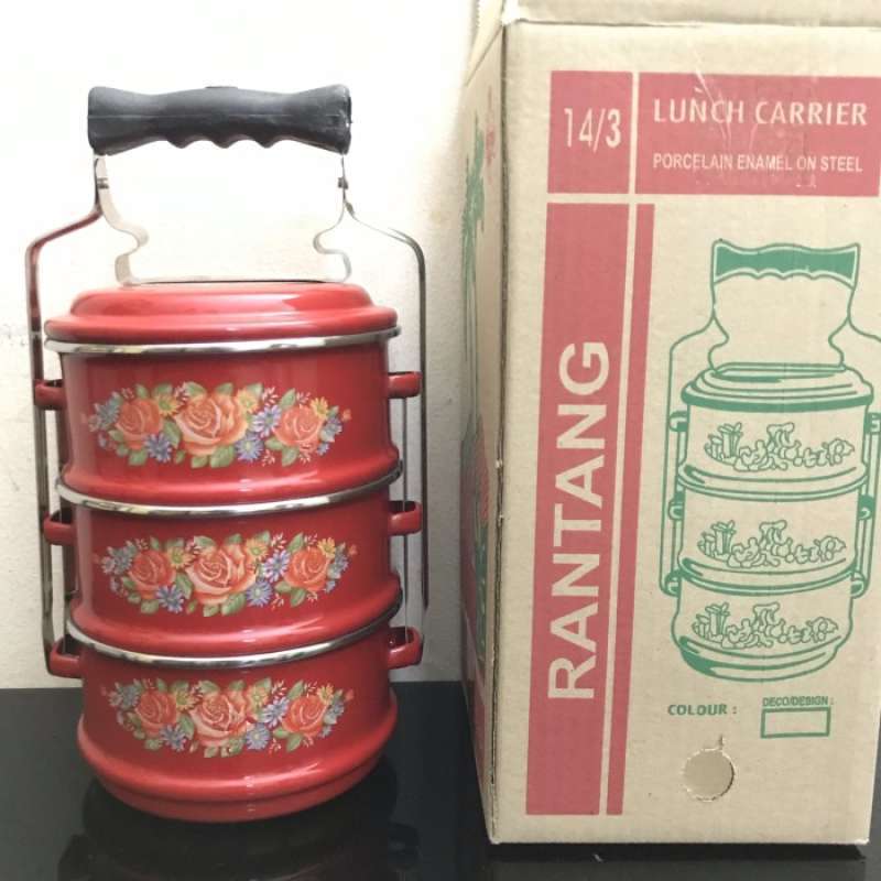 Jual RANTANG ENAMEL 14 CM / 3 SUSUN WARNA MERAH di Seller Store Hanzo ...
