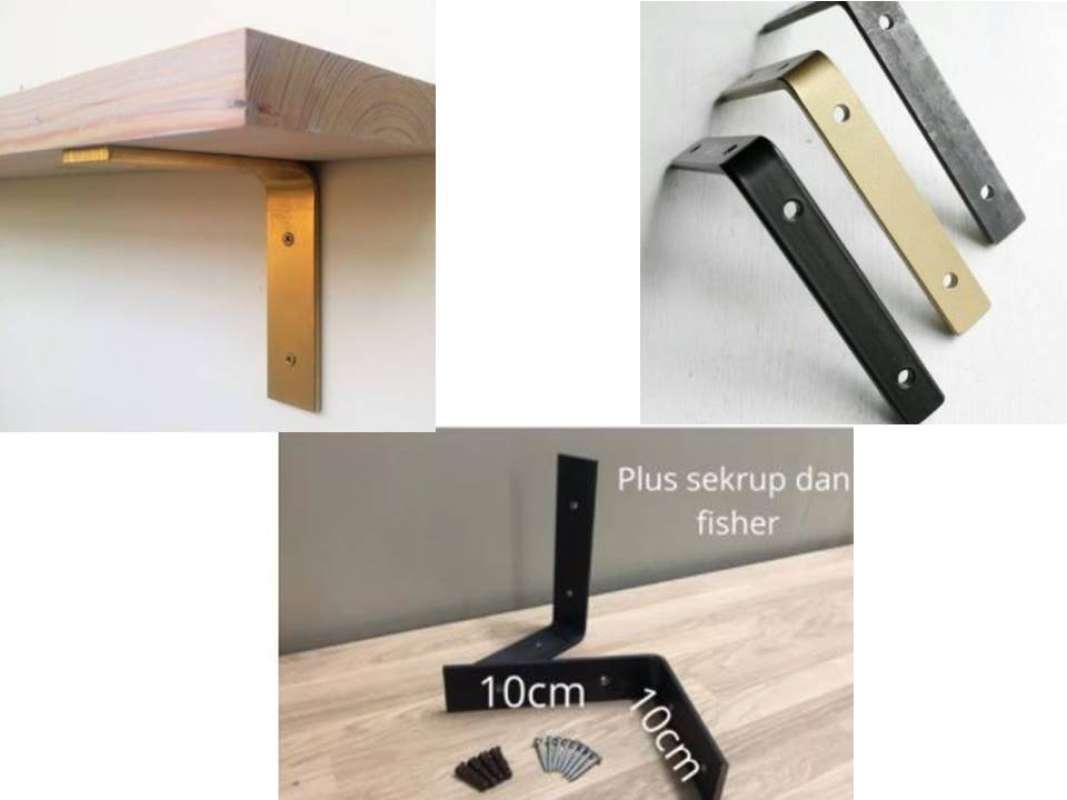 Promo Rak besi siku L siku tempel dinding Hitam Diskon 25% di Seller ...