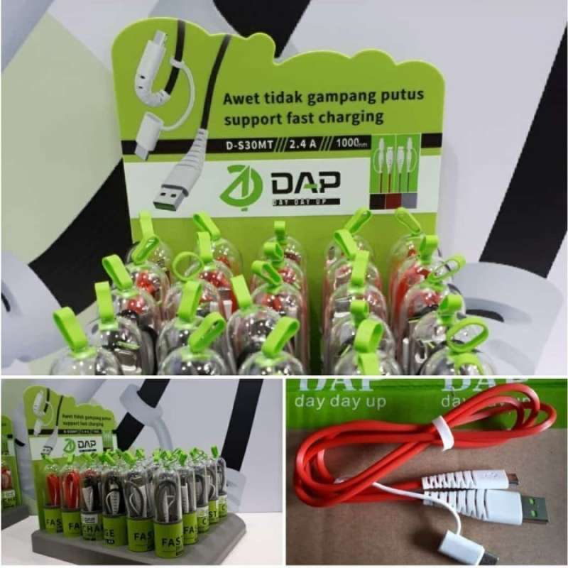 Jual DAP D-S30MT Kabel Data 2 in 1 Micro USB + Type C Fast Charge ...