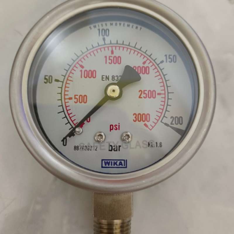 Jual WIKA Pressure D 2,5 0-3000 Psi/Bar drat 1/4 Npt Bottom Full SS di Seller Bena Store ...