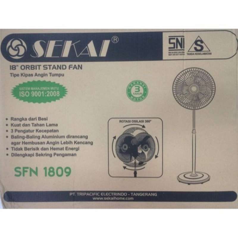Jual Kipas Angin Berdiri / Stand Fan Industri 18 Inch Sekai Sfn 1809 di Seller Yuardick Shop ...