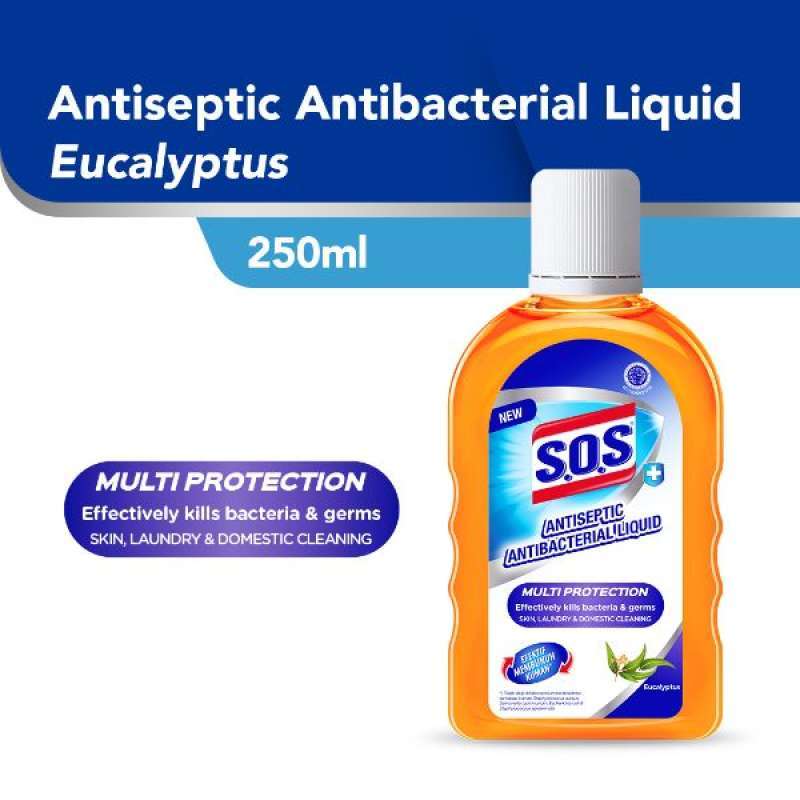 Promo SOS Antiseptic Antibacterial Liquid [250 mL] Diskon 64% di Seller ...