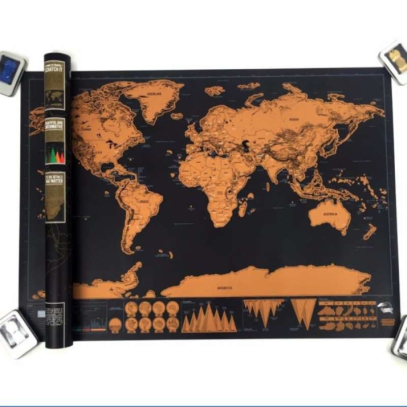 Promo Unik Poster Hiasan Peta Dunia Dinding Scratch Map Klasik Diskon ...