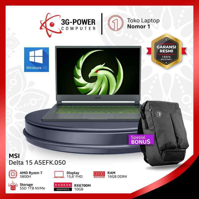 Jual MSI Delta 15-A5EFK-050 - Gaming Laptop - [Ryzen 7-5800H / 16GB / 1TB SSD / RX6700M-10GB ...