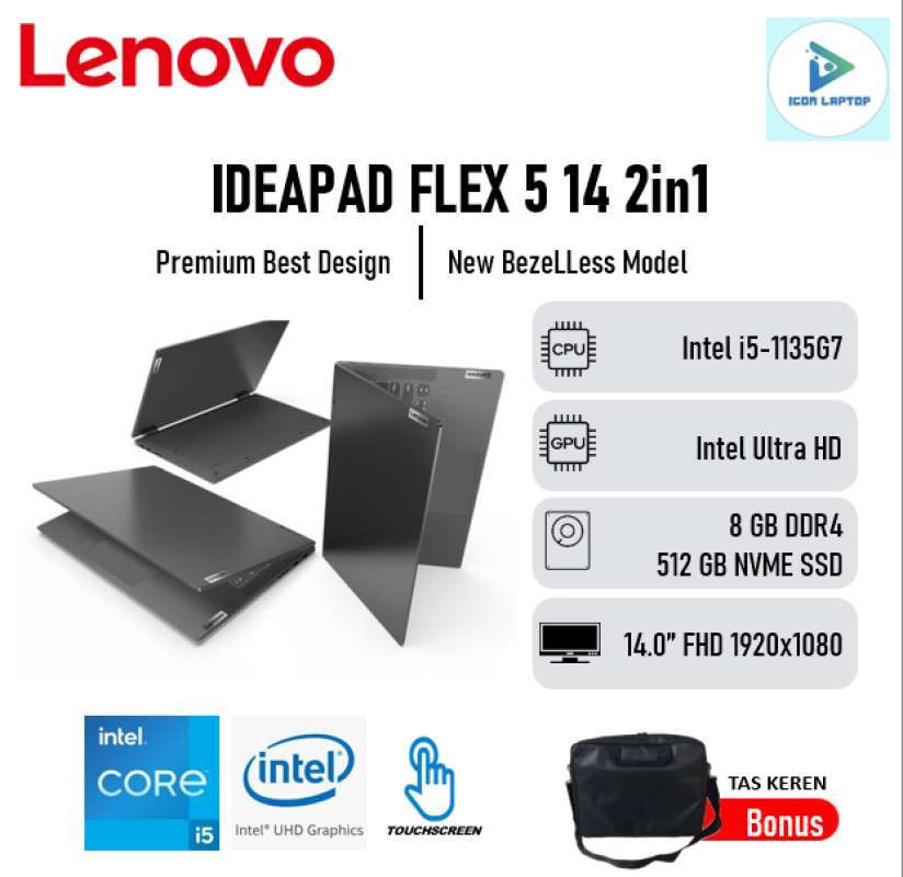Jual LENOVO FLEX5-14ITL05 INTEL CORE I5-1135G7 Ram 8GB 512ssd 14.0 FHD ...