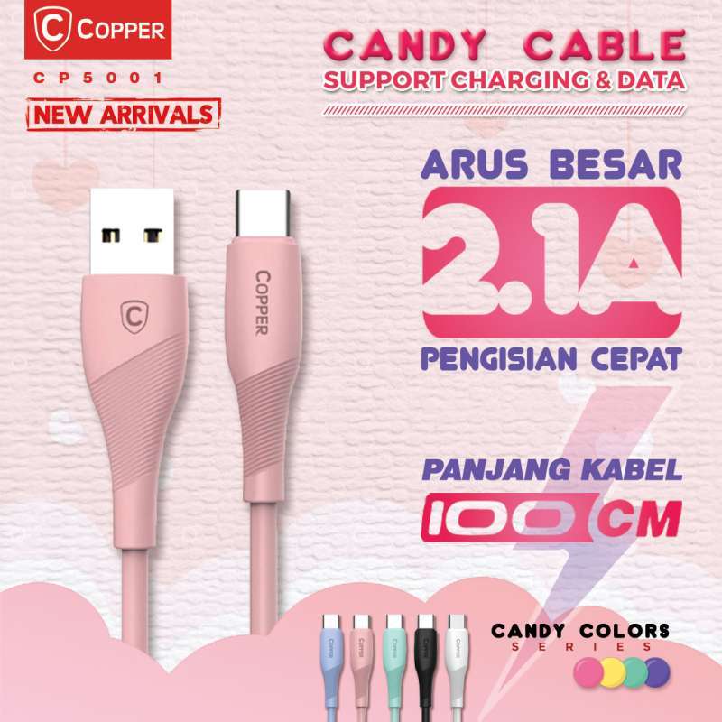 Promo COPPER Kabel Data Candy CP5001 | Quick Charging - Type C - Putih ...