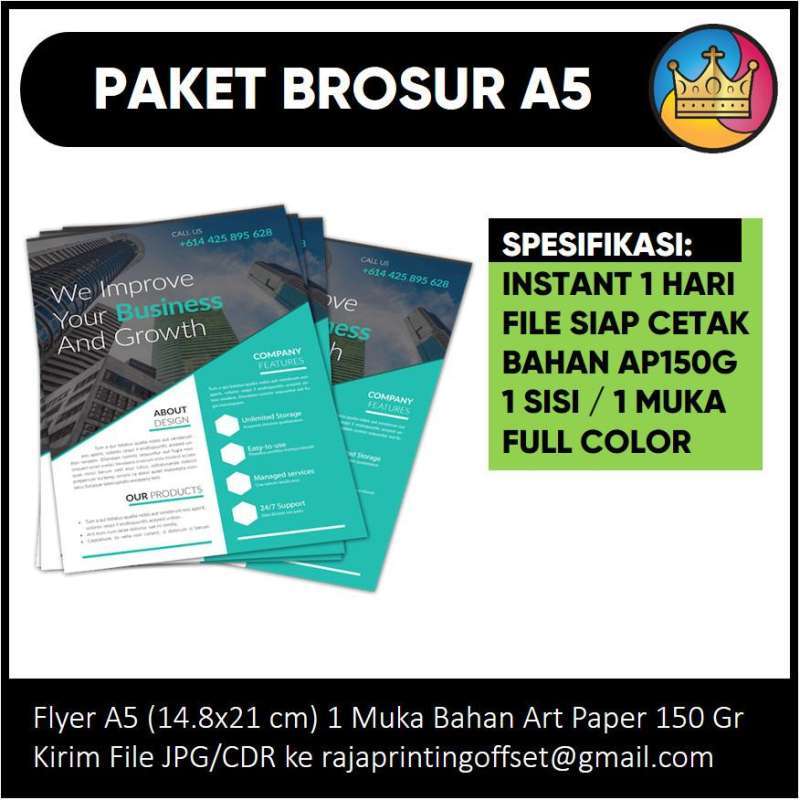 Jual PAKET Cetak Brosur Flyer A5 Full Color Warna 1 Sisi Muka Instan ...