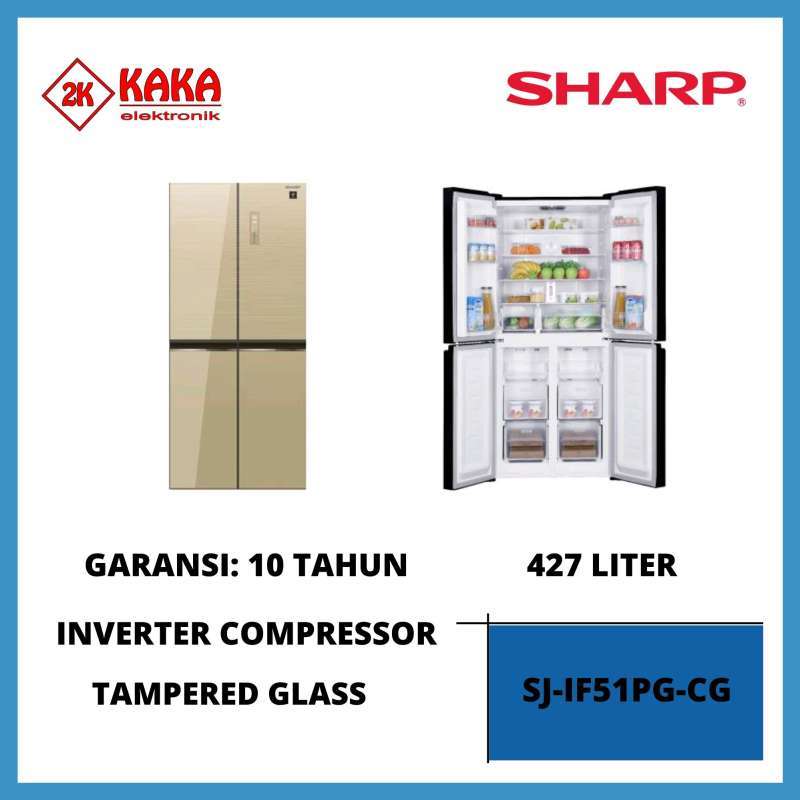 Jual SHARP SJ-IF51PG-CG KULKAS SIDE BY SIDE 427 liter ion plusmacluster ...