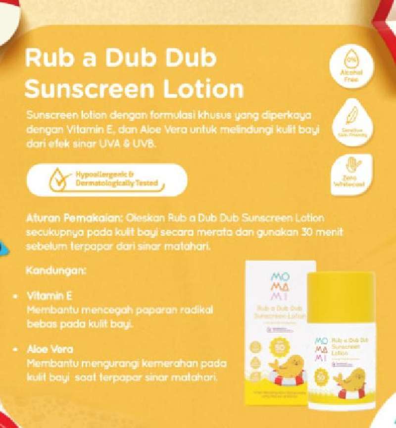 Jual Momami Rub A Dub Sunscreen Lotion 50ml 128923 / Tabir Surya Anak ...