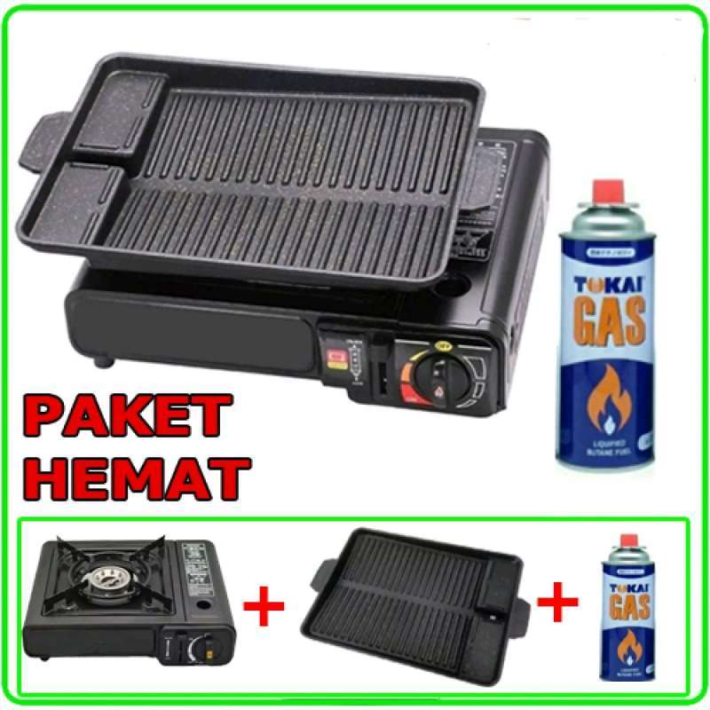 Jual Paket kompor portable + grill pan + tabung gas mini tokai di ...