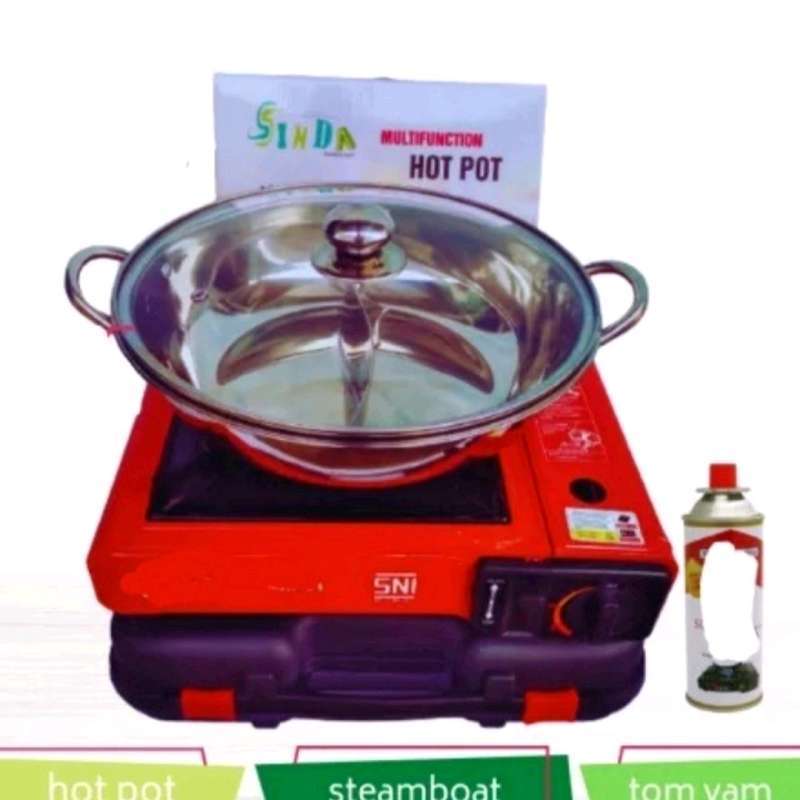 Jual Paket kompor portable + grill pan + tabung gas mini tokai di ...