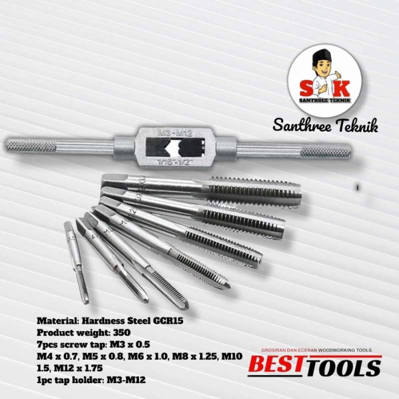 Promo Hand Tap Set 8Pc Mata Bor Senai Baut Hand Tap Drat Ulir Diskon 12 ...