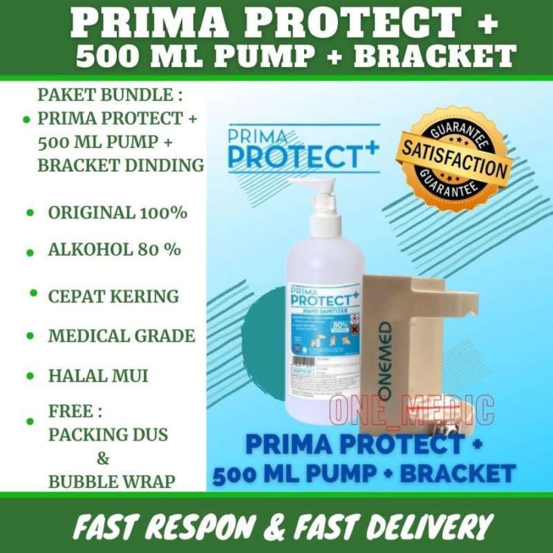 Jual HAND SANITIZER PRIMA PROTECT 500ML KEMASAN PUMP + BRACKET ONEMED ...