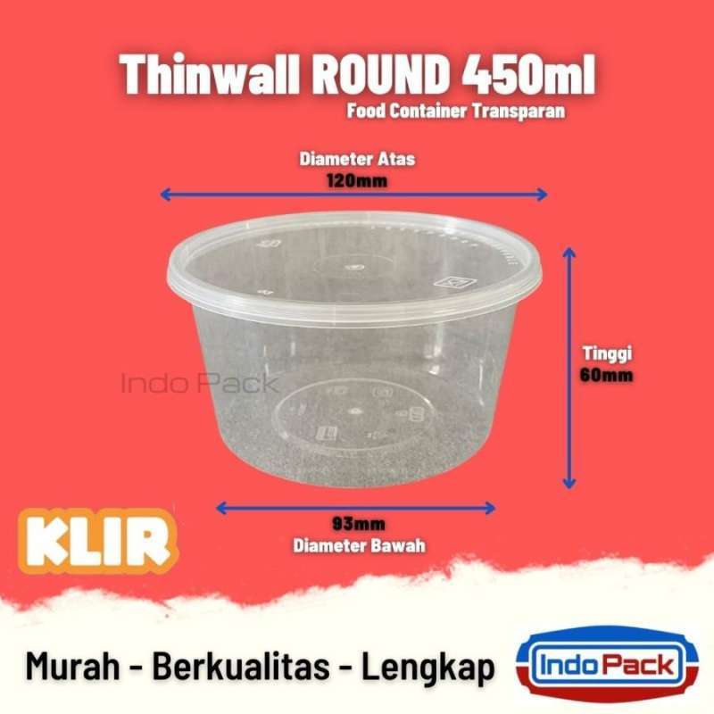 Promo Thinwall KLIR ROUND 450ml / ROUND BOWL @25 Pcs / Mangkok Datar ...