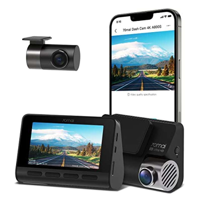 Promo 70mai True 4K Dash Cam A800S, Front and Rear, Super Night Vision ...