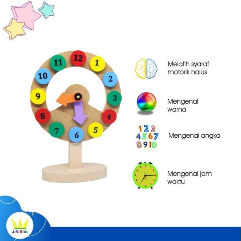 Jual Wooden Montessori Anakmengenal Angka Jam Edukasi Aman Standar Sni ...