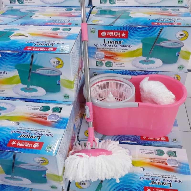 Promo lap pel lantai putar/spin mop lion star/lap pel spin mop/pel ...