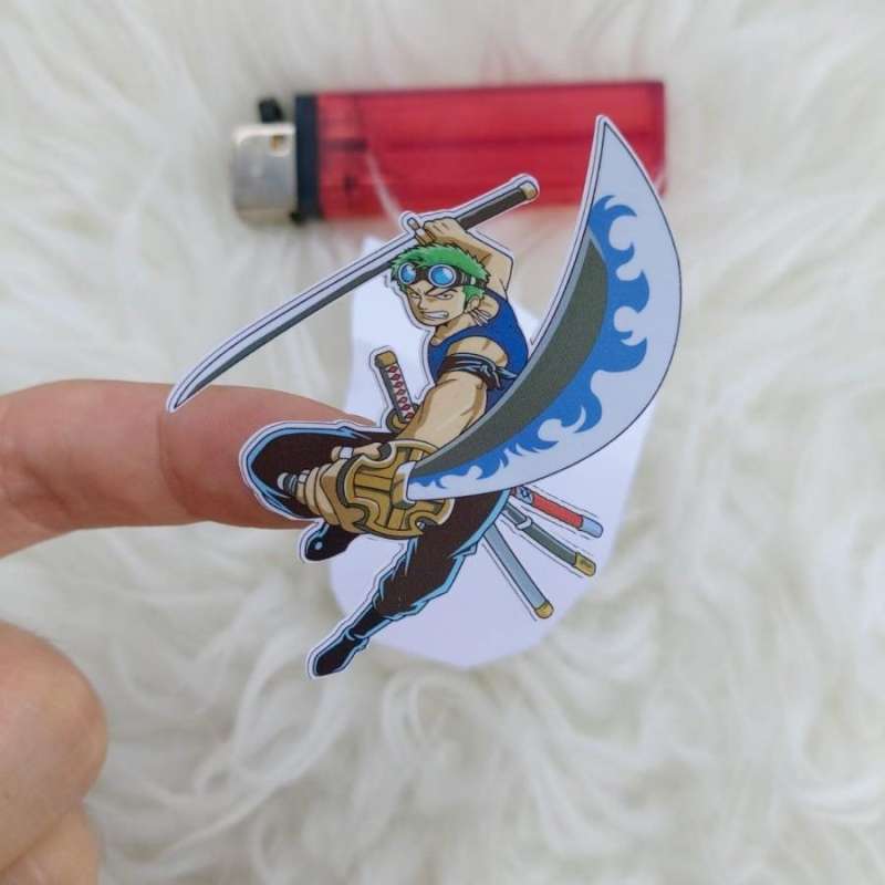 Jual Stiker Vinyl Zoro One Piece Karakter Motor Helm Laptop HP Sepeda ...