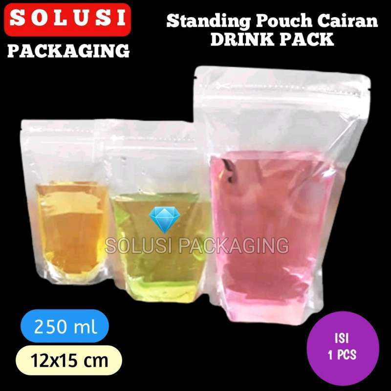 Jual DRINKPACK 250ML STANDING POUCH PLASTIK KLIP CAIR MINUMAN ZIPPER ...