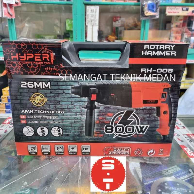Jual Rh-008 Bor Demolition Rotary Hammer 26mm 3 Mode Pahat 800w Hyper ...