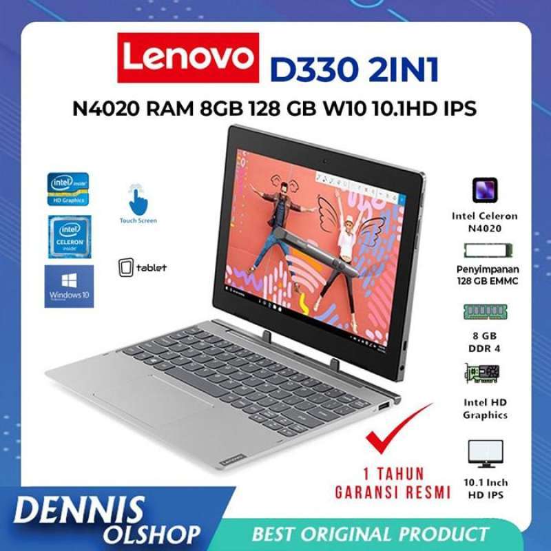 Promo Lenovo D330 N4020 RAM 8GB/128GB 10.1HD IPS win10 PRO tablet 2 in ...