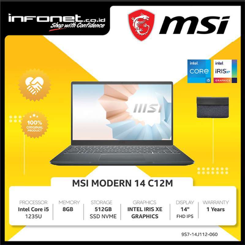 Jual Msi Modern 14 C12m I5 1235u 8gb 512gb 14 Fhd W11 Di Seller Infonet ...