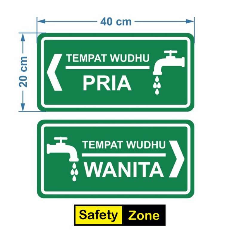 Promo Rambu Sign Arah Tempat Wudhu PRIA / WANITA 40cm x 20cm Plat ...