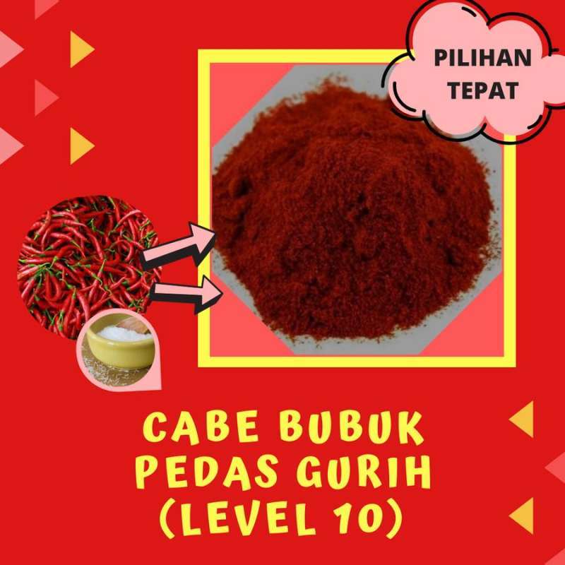 Jual Bubuk Cabe Non Msg Cabe Bubuk Super Pedas Gurih Asin Kering Level