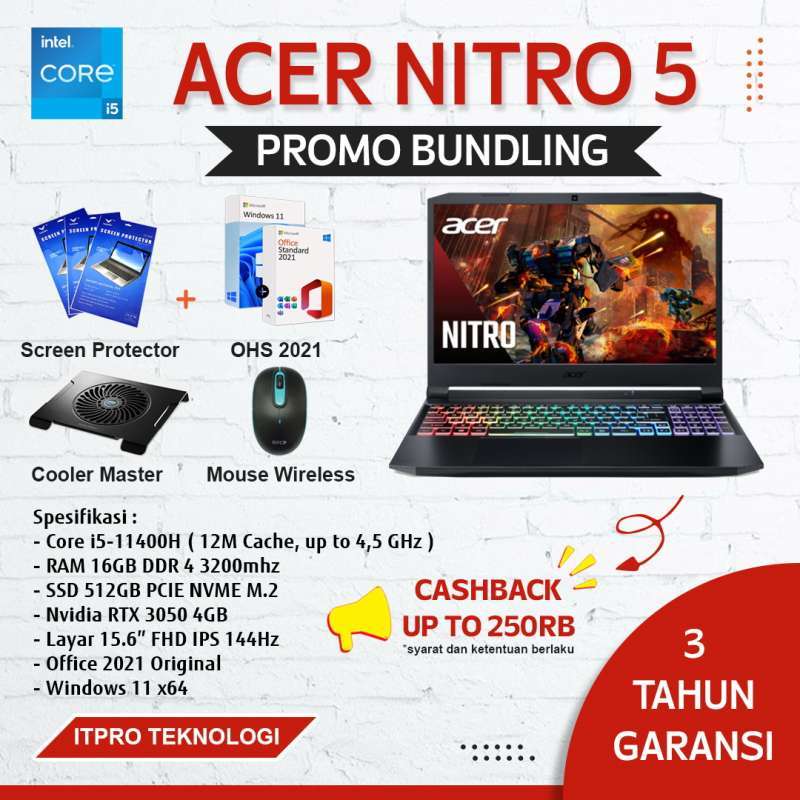 Jual Laptop Gaming Acer Nitro 5 An515-57-58uz - Core I5-11400h 16gb ...