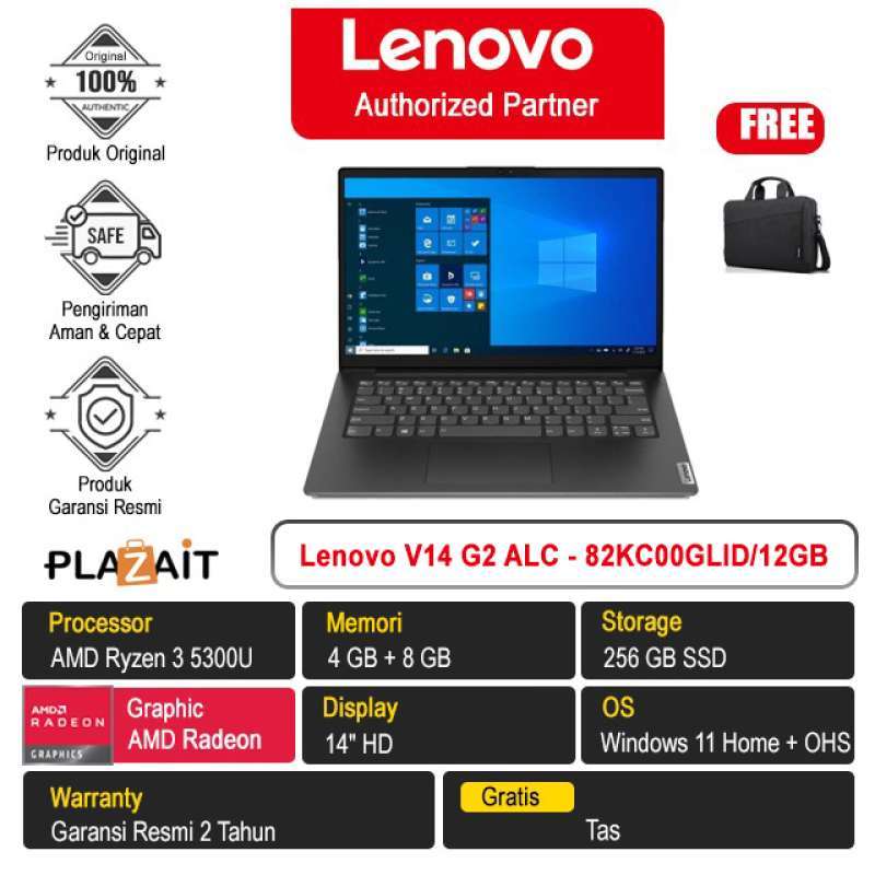 Jual Lenovo V14 G2 ALC-82KC00GLID/12GB /AMD Ryzen 3 5300U/4GB+8GB/256GB ...