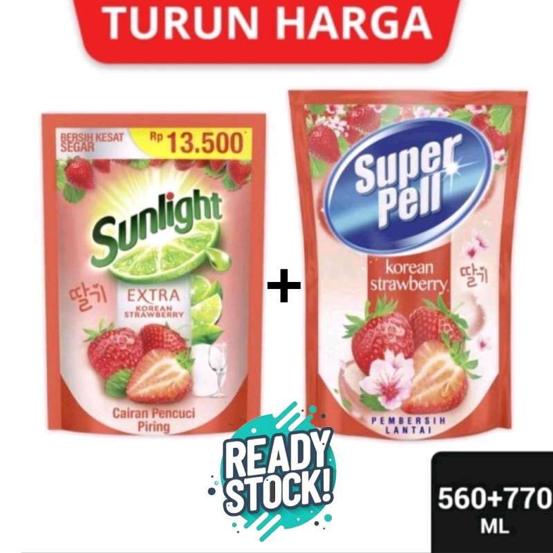 Jual Sunlight Korean Strawberry [560ml] & Super Pell Korean Strawberry [770ml] Di Seller Arga ...