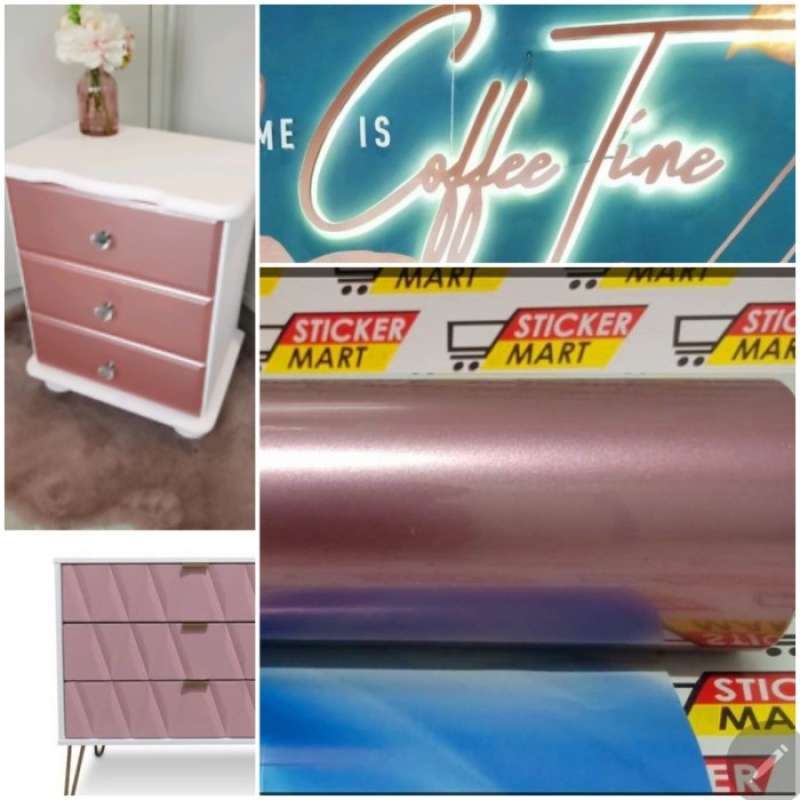 Promo Sticker Pink Metalik Metalic Dekorasi Cafe etalase stiker meja ...