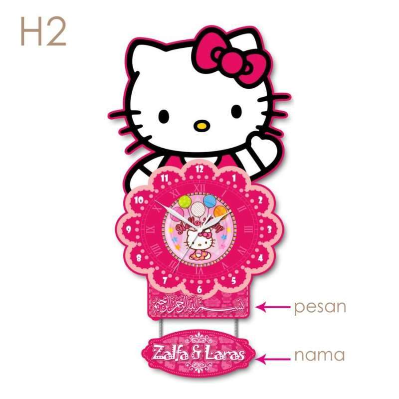 Jual Jam Dinding Hello Kitty + Mesin Sunyi/Sweep Movement di Seller ...