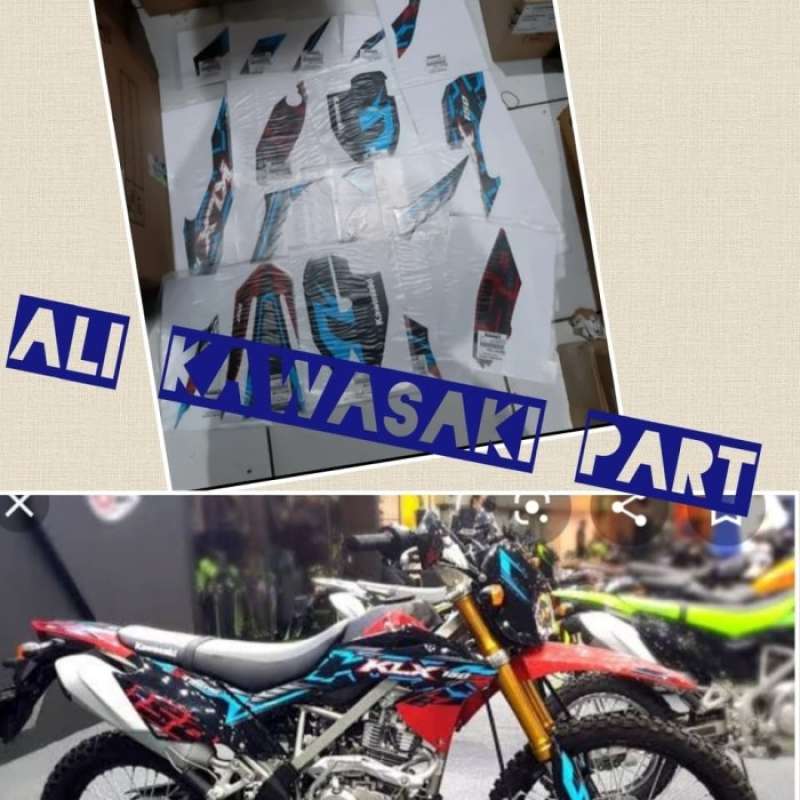 Jual Stiker Striping Decal Body Klx 150 Bf Extreme Biru Original di ...