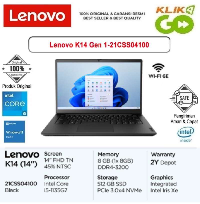 Jual Lenovo K14 Gen 1 - I5-1135g7 - Ram 8gb - 512gb Ssd - 14 Inch Fhd Tn - Win 11 Home (no Ohs ...