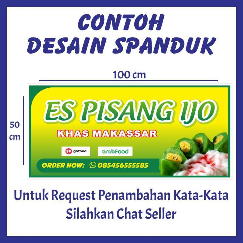 Jual Spanduk Sepanduk Banner Backdrop Plang Usaha Makanan Minuman Es Pisang Ijo Khas Ukuran