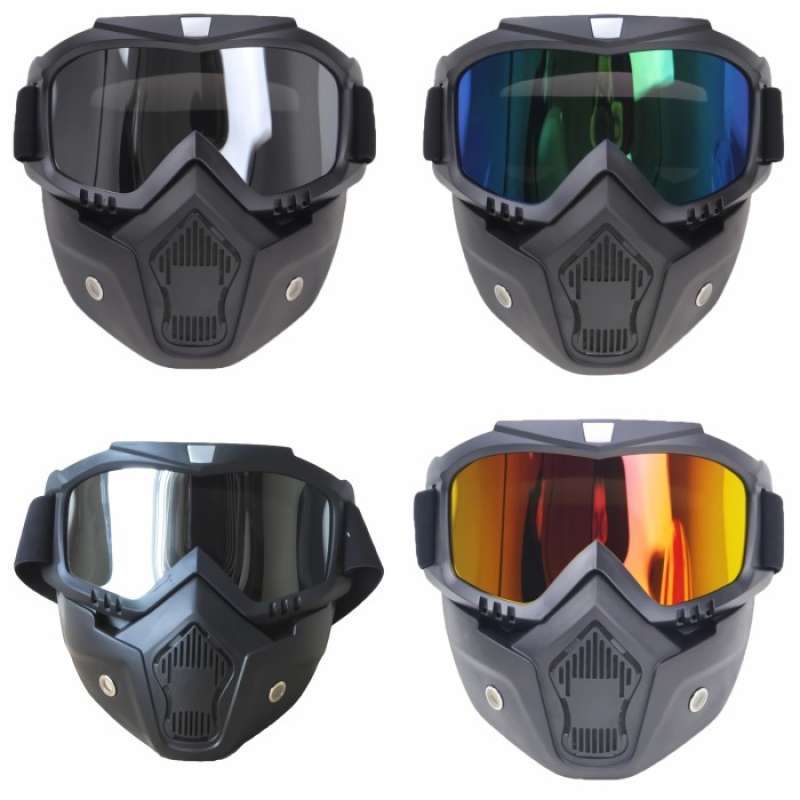 Promo Goggle Mask Modular Kacamata Masker Helm Motor Bollfo Retro ...