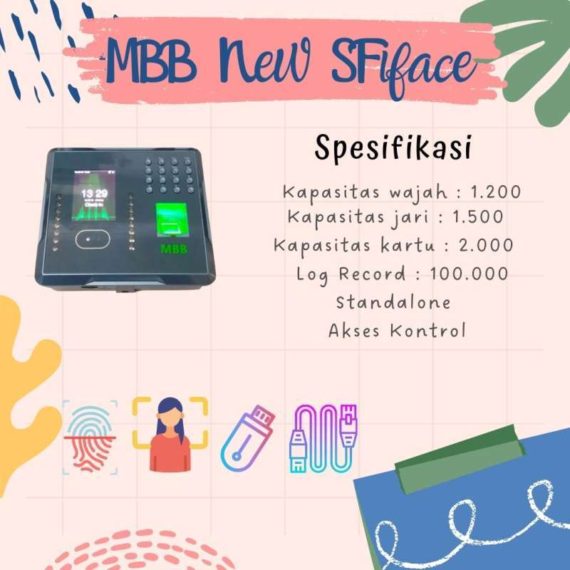 Jual Mesin Absensi Fingerprint MBB New SFiface di Seller Mesin Absensi MBB - Kebonsari, Kota ...