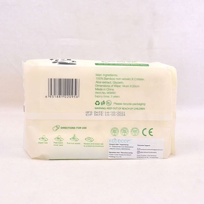 Jual Ecoboom Tisu Basah Organik Bamboo Biodegradable Wipes 60pcs Di ...