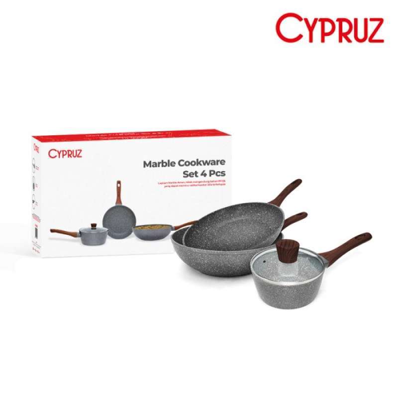 Jual Cypruz Marble Series Sauce Pan Lid Fry Pan Fry Wok Essential Set 4 Pcs di Seller MoroBuy ...