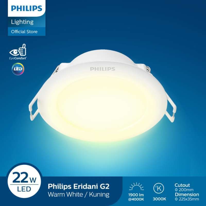 Jual Philips Downlight Eridani 200 22w 30k Wh Recessed Led Kuning Di ...