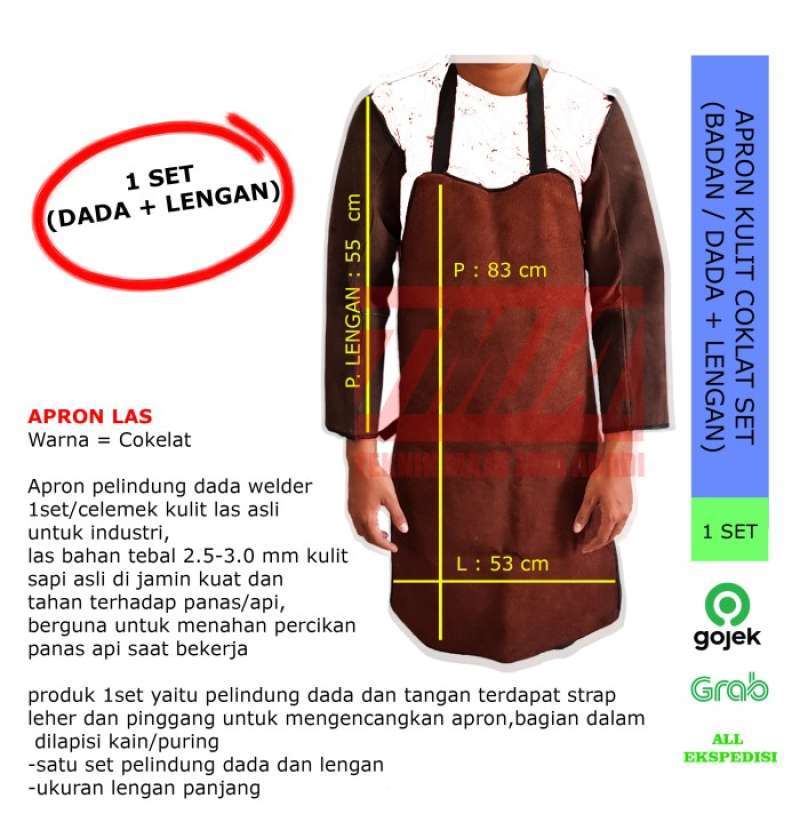 Promo APRON Kulit Pelindung Dada Las Coklat Set (Dada + Lengan) Diskon ...