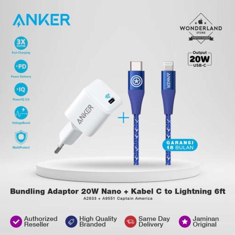 Jual Anker BUNDLING Adaptor Powerport III Nano 20W+Kabel Data C ... Jual Anker BUNDLING Adaptor Powerport III Nano 20W+Kabel Data C ...
