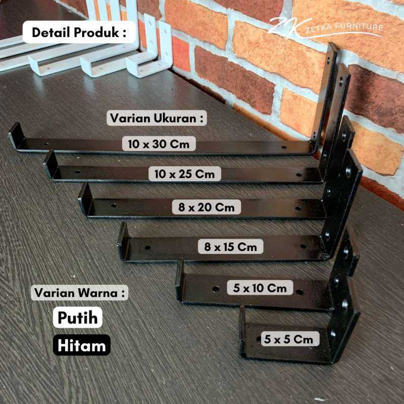 Jual Braket Besi Penyangga Ambalan Rak Buku Siku (1 Pcs) - 10 X 25 Cm ...