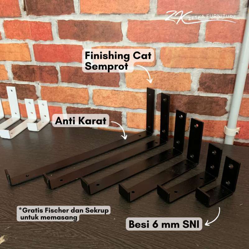 Jual Braket Besi Penyangga Ambalan Rak Buku Siku (1 Pcs) - 10 X 25 Cm ...