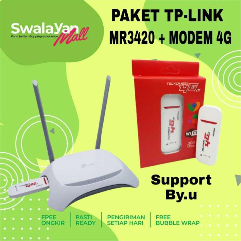 Jual Paket Tp Link Mr3420 & Modem Wingle 4g Lte Unlock All Gsm 1800mhz ...