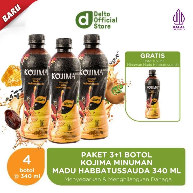Jual Paket 3+1 Botol Kojima Minuman Madu Habbatussauda Rasa Tamarind 340 Ml Di Seller Deltomed ...