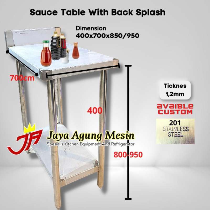 Jual Meja Sauce pan/ Sauce Table with back splash Stanlies Steel di ...